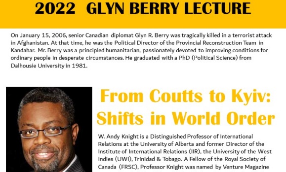 March 31 Glyn Berry Lecture Featuring Dr. Andy Knight - Department of ...