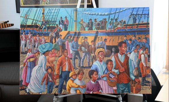 Painting commemorating migration of Black refugees to Nova Scotia on ...
